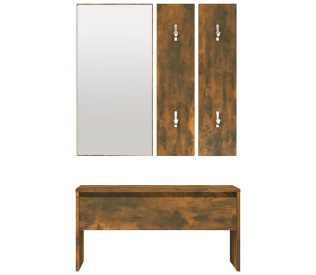 vidaXL Hallway Furniture Set Smoked Oak Engineered Wood | vidaXL.com.au