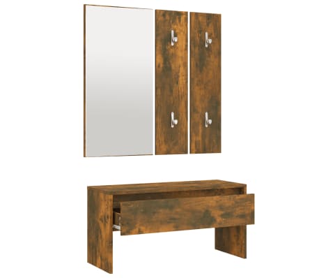 vidaXL Hallway Furniture Set Smoked Oak Engineered Wood | vidaXL.com.au