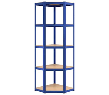 vidaXL 5-Layer Corner Shelf Blue Steel&Engineered Wood | vidaXL.co.uk