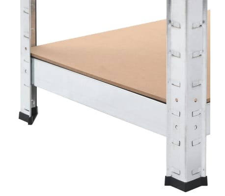 vidaXL 5-Layer Work Table with Shelves Silver Steel&Engineered Wood ...