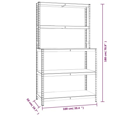 vidaXL 5-Layer Work Table with Shelves Silver Steel&Engineered Wood ...