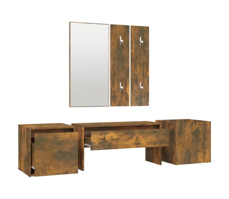 vidaXL Hallway Furniture Set Smoked Oak Engineered Wood | vidaXL.com.au