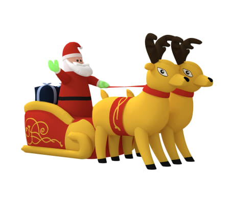 vidaXL Uppblåsbar juldekoration tomte och ren LED 130 cm | vidaXL.se