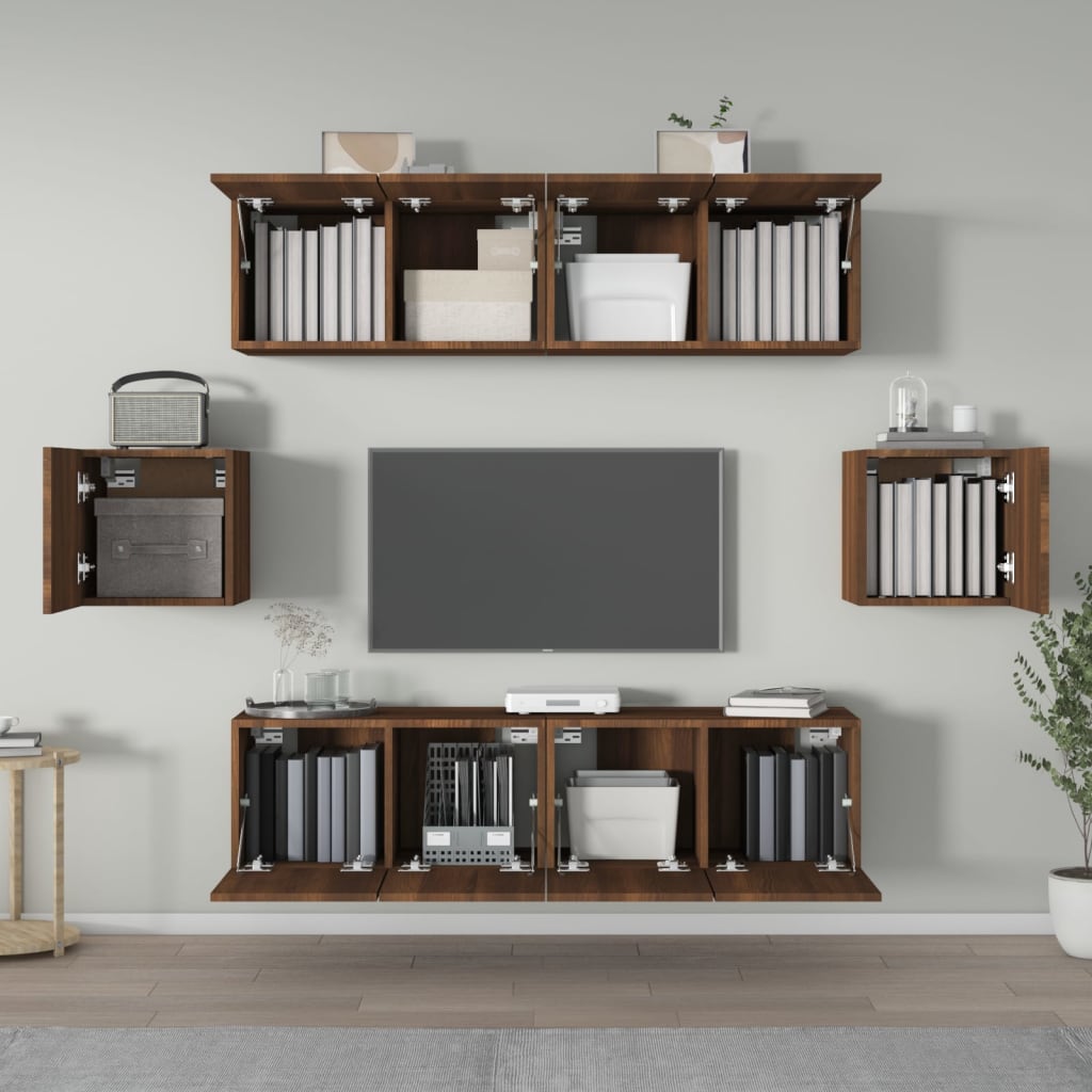 vidaXL 6 Piece TV Cabinet Set Brown Oak Engineered Wood