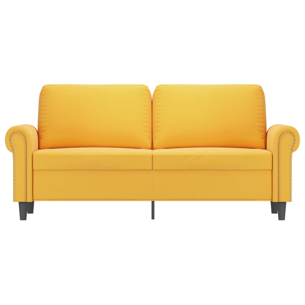 vidaXL divvietīgs dīvāns, dzeltens, 140 cm, samts