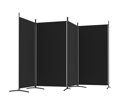 vidaXL 4-Panel Room Divider Black 346x180 cm Fabric | vidaXL.com.au