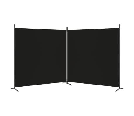 vidaXL 2-Panel Room Divider Black 348x180 cm Fabric | vidaXL.com.au