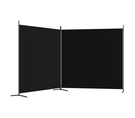 vidaXL 2-Panel Room Divider Black 348x180 cm Fabric | vidaXL.com.au