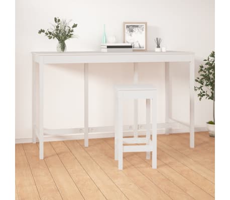 vidaXL Table de bar Blanc 180x80x110 cm Bois massif de pin | vidaXL.fr