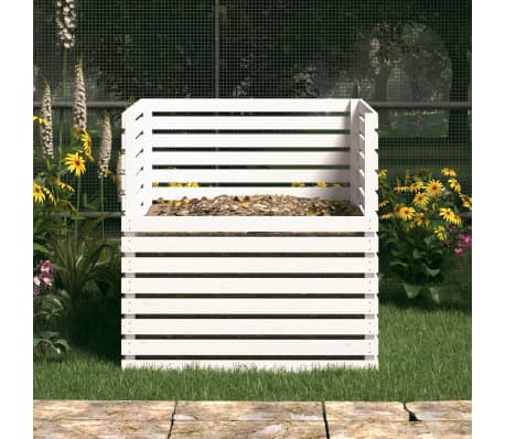 vidaXL Composter White 100x100x102 cm Solid Wood Pine | vidaXL.ie