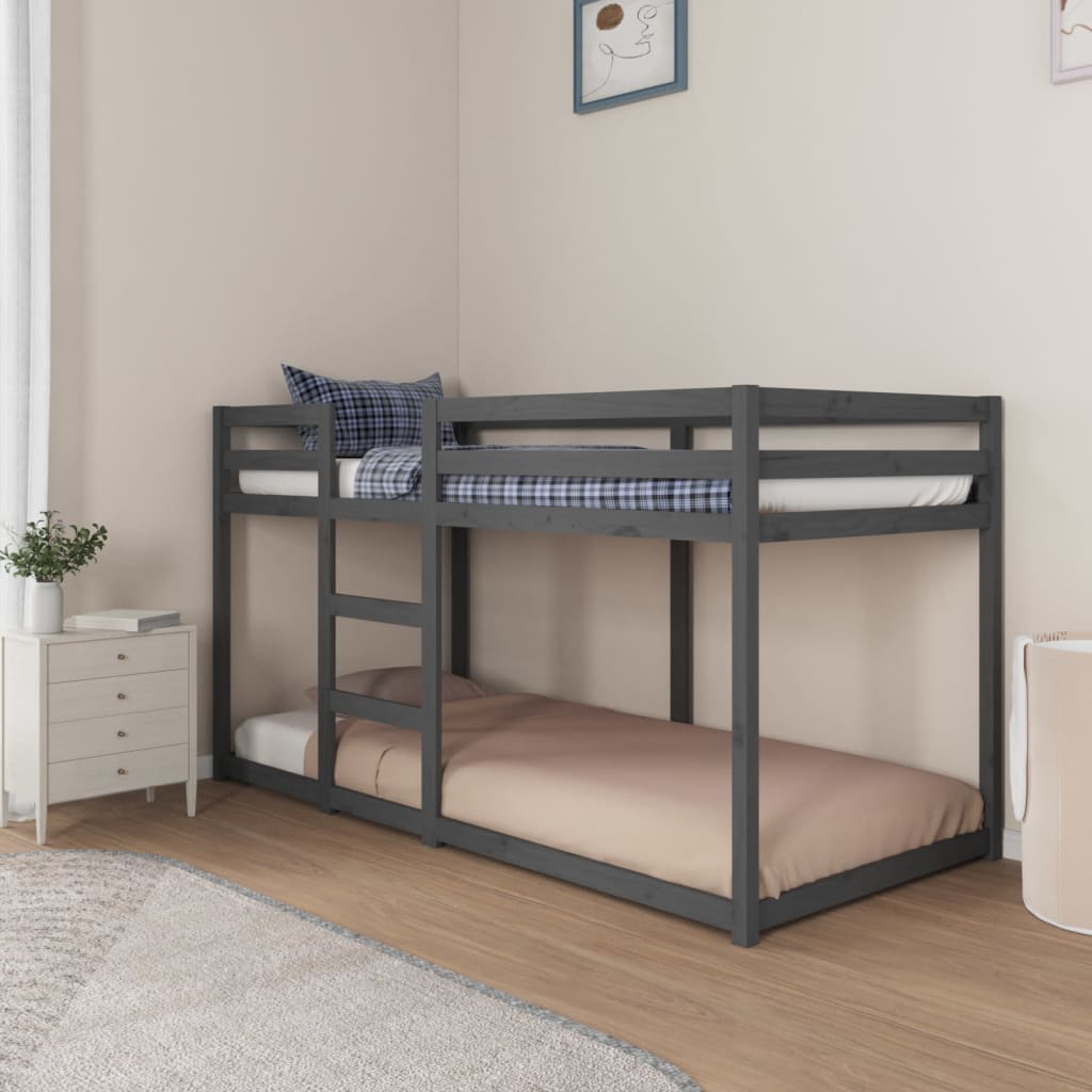 vidaXL Bunk Bed Grey 90x200 cm Solid Wood Pine