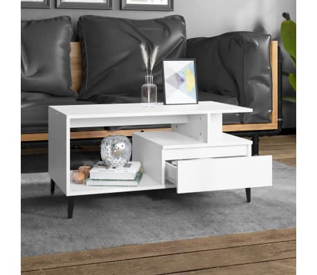 vidaXL Coffee Table White 90x49x45 cm Engineered Wood | vidaXL.co.uk