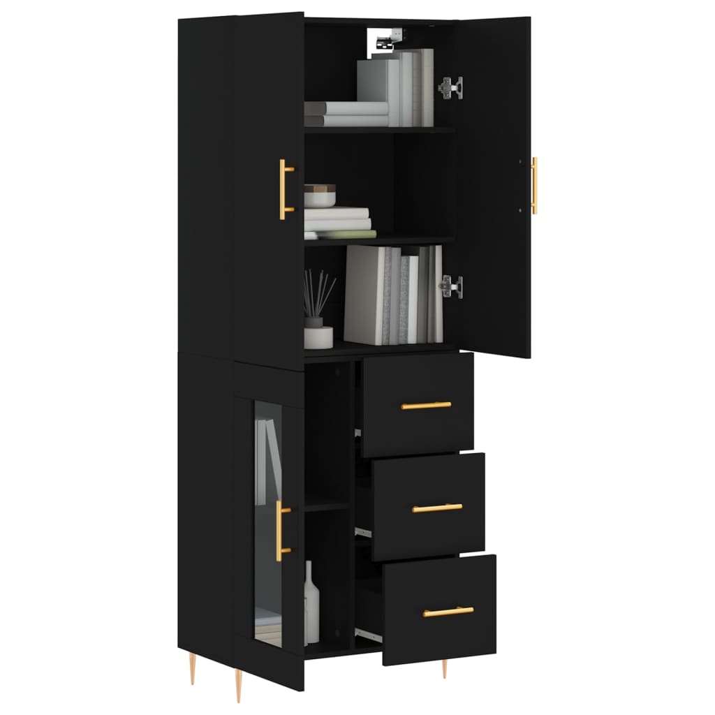 vidaXL Highboard Black 69.5x34x180 cm Engineered Wood