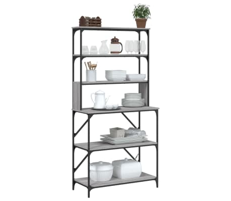 vidaXL Baker's Rack 6-Tier Grey Sonoma 90x40x180 cm Engineered Wood ...