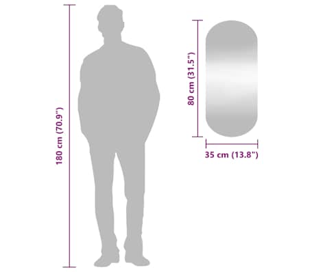 vidaXL Wall Mirror 35x80 cm Glass Oval | vidaXL.ie
