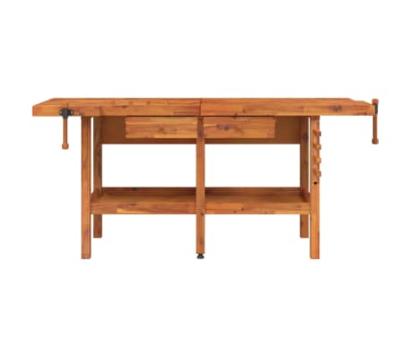 vidaXL Workbench with Drawers and Vices 192x62x83 cm Solid Wood Acacia ...