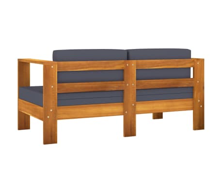 vidaXL 5 Piece Garden Lounge Set with Dark Grey Cushions Solid Wood ...