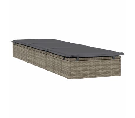 vidaXL liggestol med hynde 201x55x62 cm polyrattan grå | vidaXL.dk