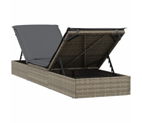 vidaXL liggestol med hynde 201x55x62 cm polyrattan grå | vidaXL.dk