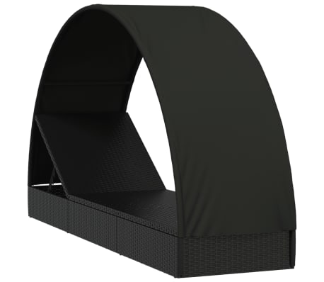 vidaXL Ligbed met rond dak 211x57x140 cm poly rattan zwart kopen ...