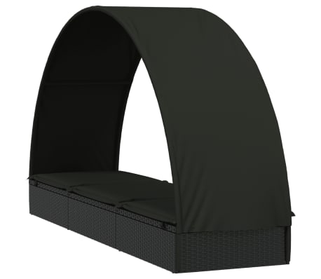 vidaXL Ligbed met rond dak 211x57x140 cm poly rattan zwart kopen ...