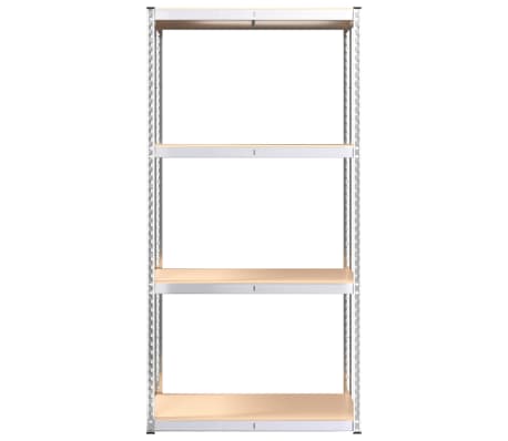 vidaXL 4-Layer Shelves 2 pcs Silver Steel&Engineered Wood | vidaXL.com
