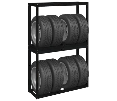 vidaXL Tire Rack Black 120x40x180 cm Solid Wood Pine | vidaXL.com.au