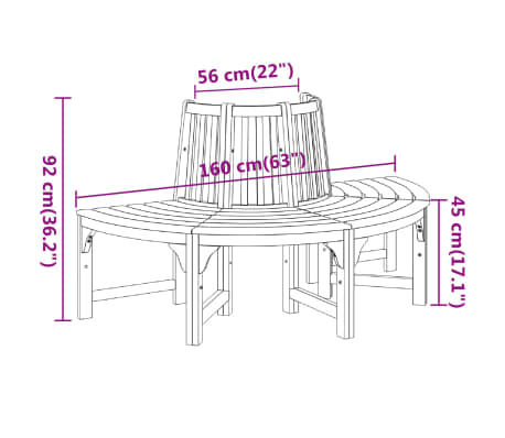vidaXL Half Round Tree Bench Ø160 cm Solid Wood Eucalyptus | vidaXL.com.au