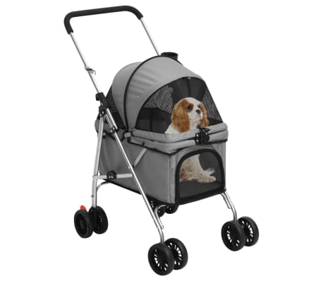 vidaXL Folding Dog Stroller Grey 76x50x100 cm Oxford Fabric | vidaXL.ie