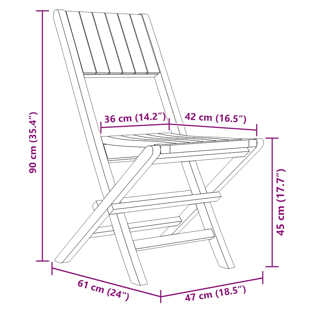 Kokoontaitettavat Puutarhatuolit 4 Kpl 47x61x90 Cm T ysi Tiikki