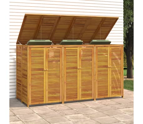 vidaXL Triple Garbage Bin Shed 210x89x117 cm Solid Wood Acacia | vidaXL ...