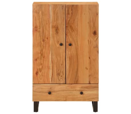 vidaXL skab med skuffe 60x33x100 cm massivt akacietræ og jern | vidaXL.dk