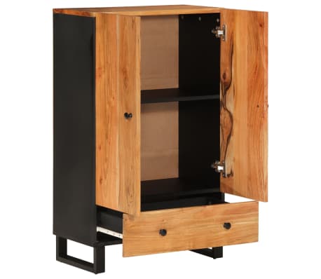 vidaXL skab med skuffe 60x33x100 cm massivt akacietræ og jern | vidaXL.dk