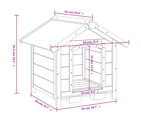 vidaXL hundehus 65x65x61,5 cm massivt fyrretræ mokkafarvet | vidaXL.dk