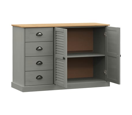 vidaXL Sideboard with Drawers VIGO 113x40x75 cm Grey Solid Wood Pine ...
