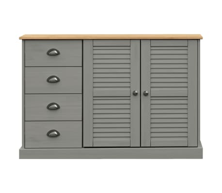 vidaXL Sideboard with Drawers VIGO 113x40x75 cm Grey Solid Wood Pine ...