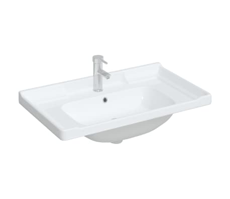 vidaXL badeværelsesvask 81x48x23 cm rektangulær keramisk hvid | vidaXL.dk