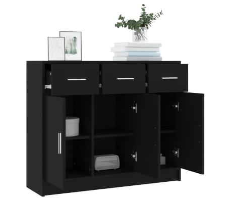 vidaXL Sideboard Black 91x28x75 cm Engineered Wood | vidaXL.com.au