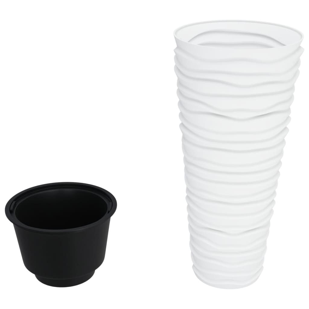 vidaXL Planter with Removable Inner White 18/45 L PP Grooved Look