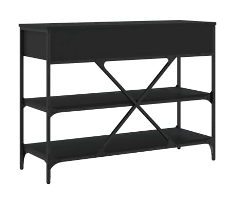 vidaXL Console Table with Drawers and Shelves Black Engineered Wood ...