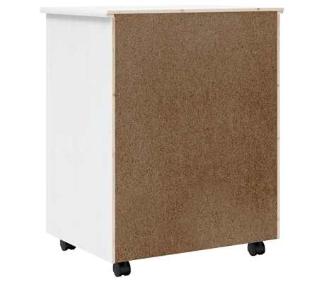 vidaXL Dulap rulant cu sertare MOSS, alb, lemn masiv de pin | vidaXL.ro