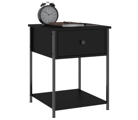 vidaXL Bedside Table Black 44x45x58 cm Engineered Wood | vidaXL.co.uk