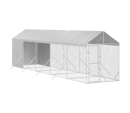 vidaXL Padoc exterior cu acoperiș argintiu 2x10x2,5 m oțel galvanizat