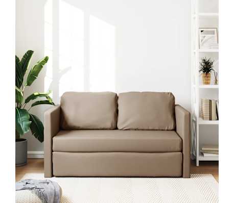 vidaXL Canapea extensibilă 2 în 1, cappuccino, 112x174x55 cm piele eco ...