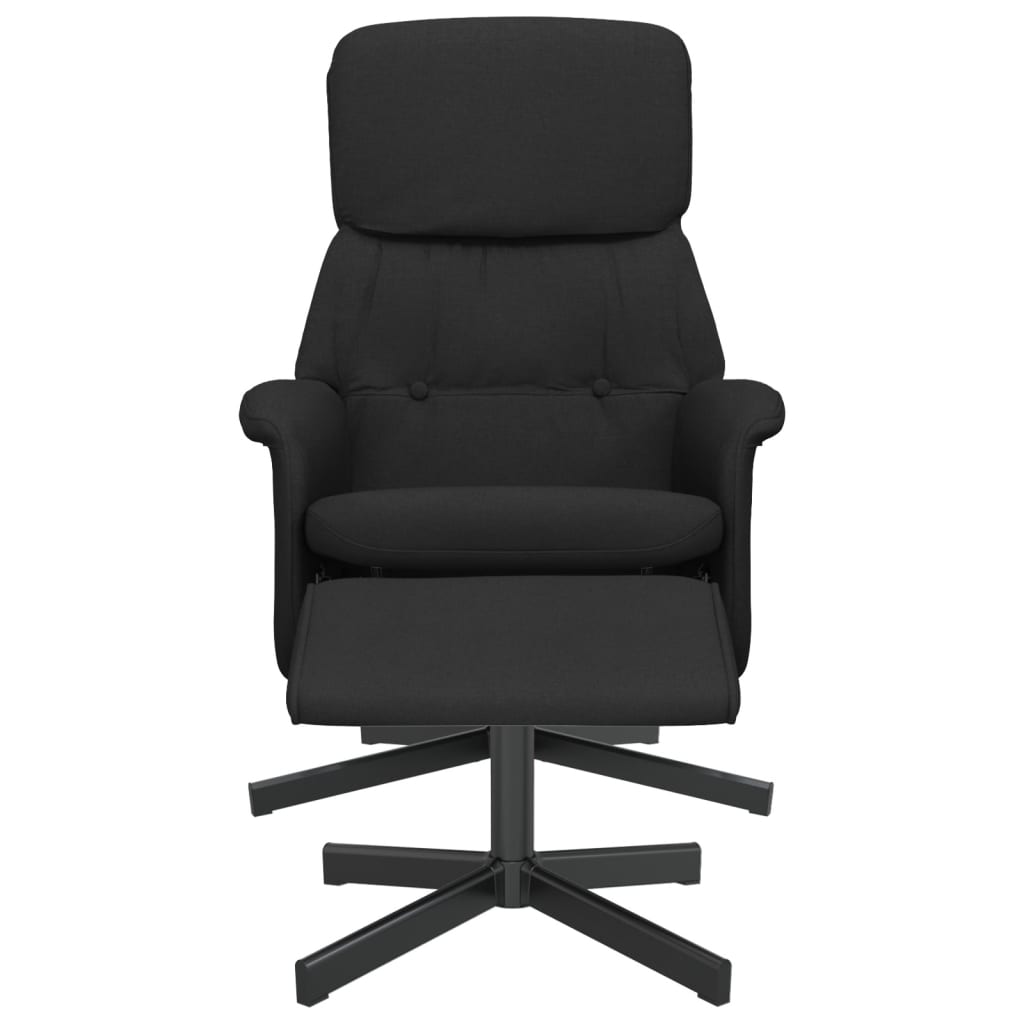 vidaXL Scaun extensibil cu taburet, negru, material textil