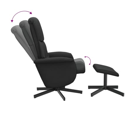 vidaXL Scaun extensibil cu taburet, negru, material textil | vidaXL.ro