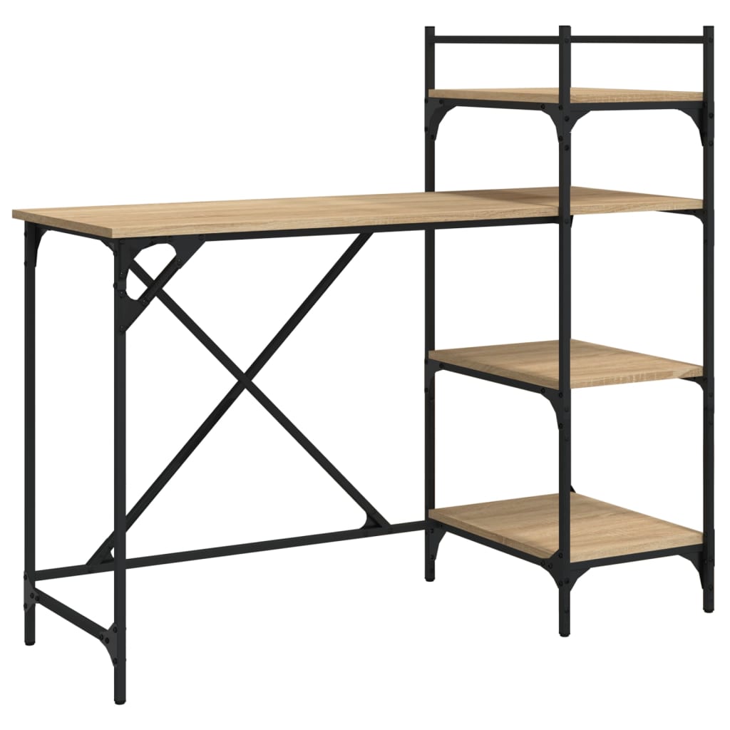 Computerbord Med Hylder 120x47x109 Cm Sonoma eg Hjemshop dk Computerbord Med Hylder 120x47x109 Cm Sonoma eg Hjemshop dk