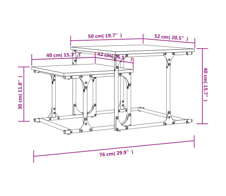 vidaXL Mese suprapuse de cafea, 2 buc, stejar sonoma, lemn prelucrat ...