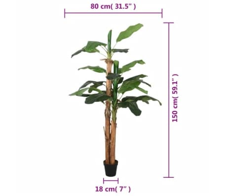 vidaXL Bananier artificial 18 frunze 150 cm verde | vidaXL.ro