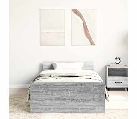vidaXL Cadru de pat, gri sonoma, 90x190 cm, lemn prelucrat | vidaXL.ro
